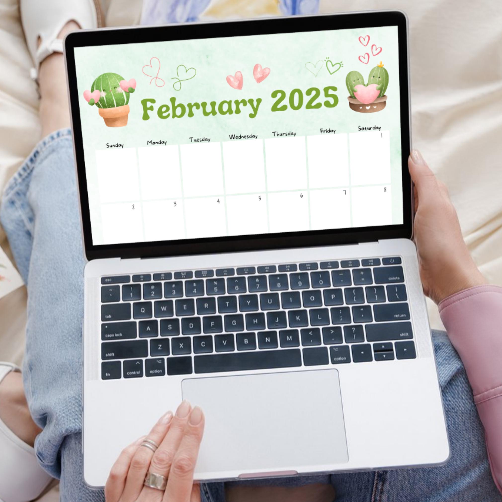 EDITABLE February 2025 Calendar, Printable Homeschool Calendar ...