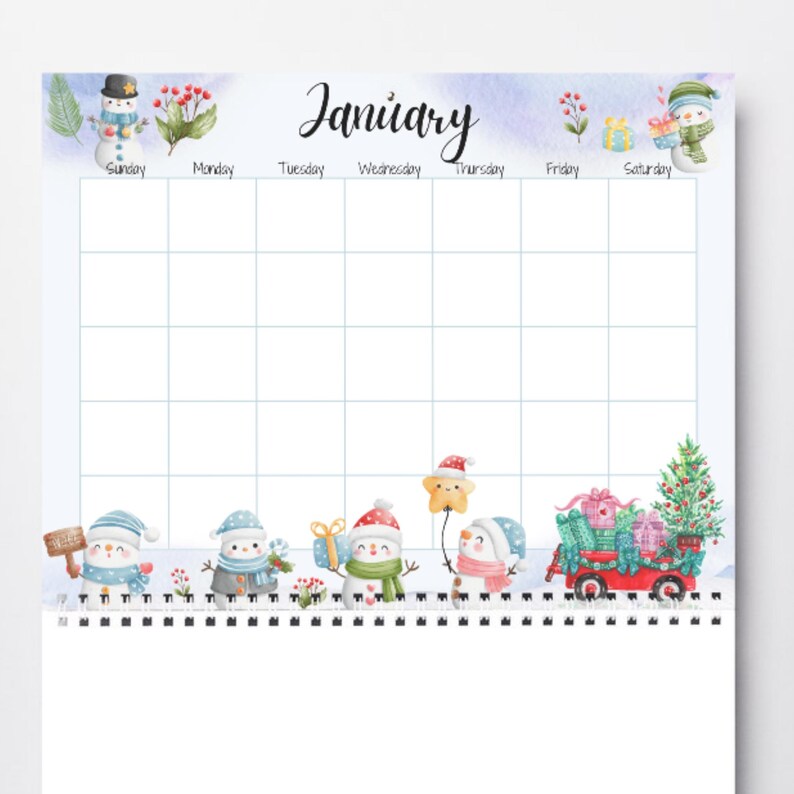 EDITABLE January Calendar, Undated Blank Monthly Calendar, Fill in Your ...