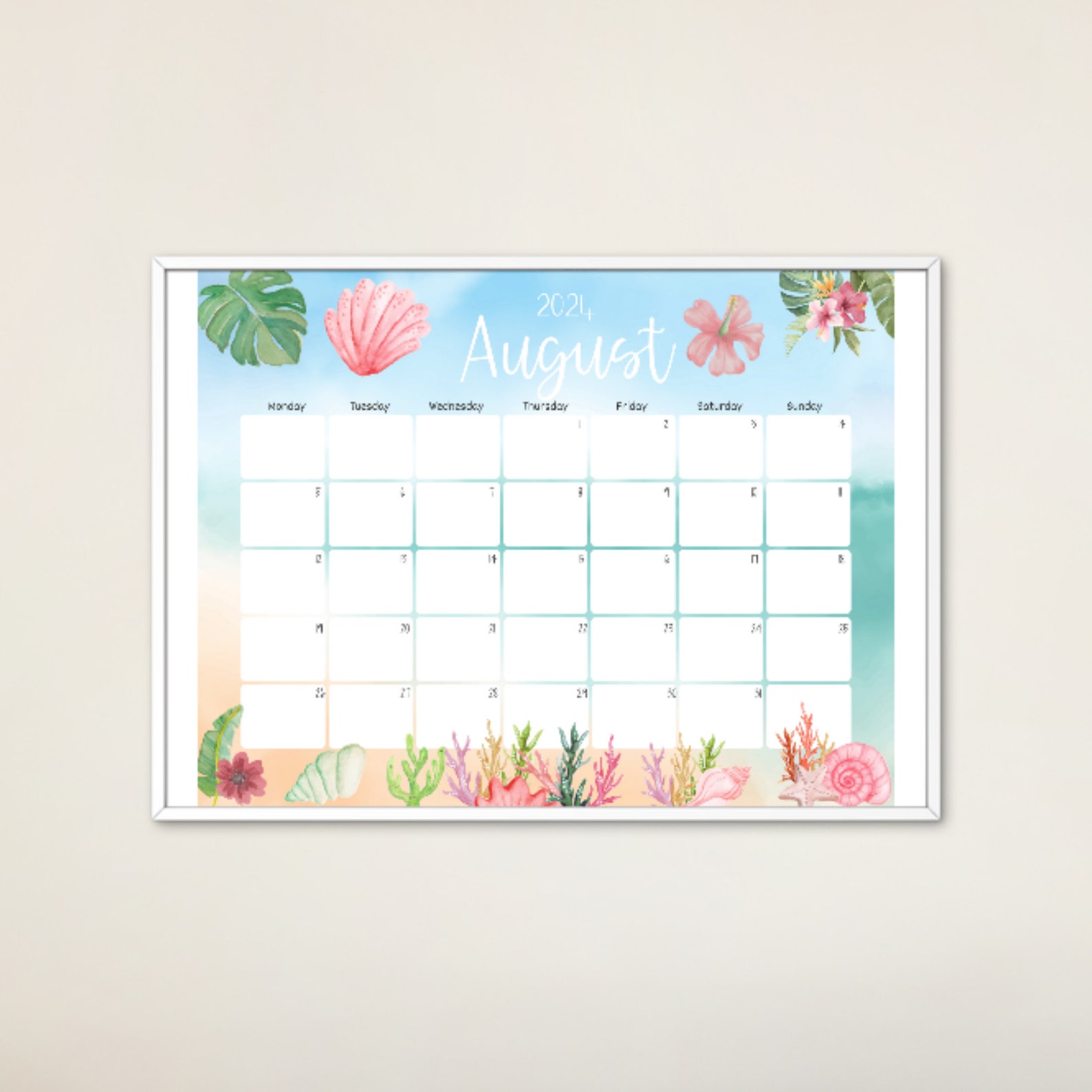 EDITABLE August 2024 Calendar, August Academic Planner, Printable ...
