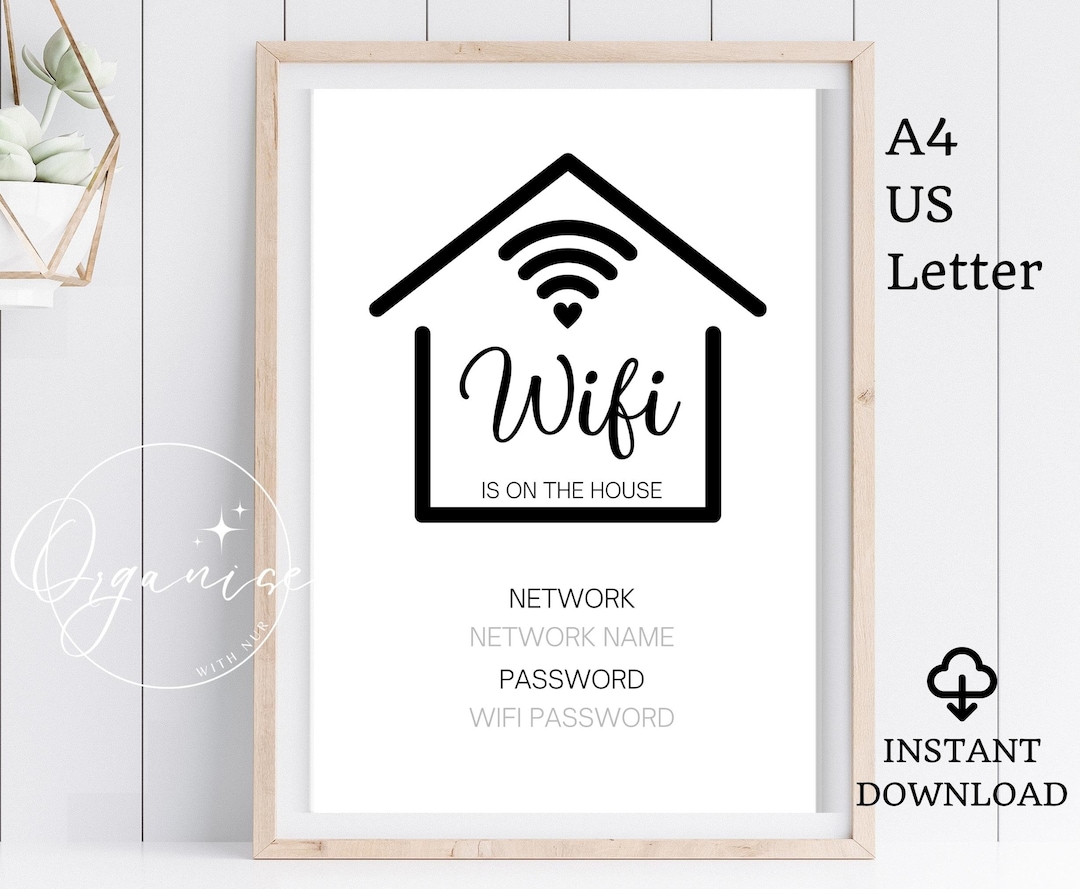 WIFI Password Sign Printable, Wifi Sign, Gift for the Home, Editable ...