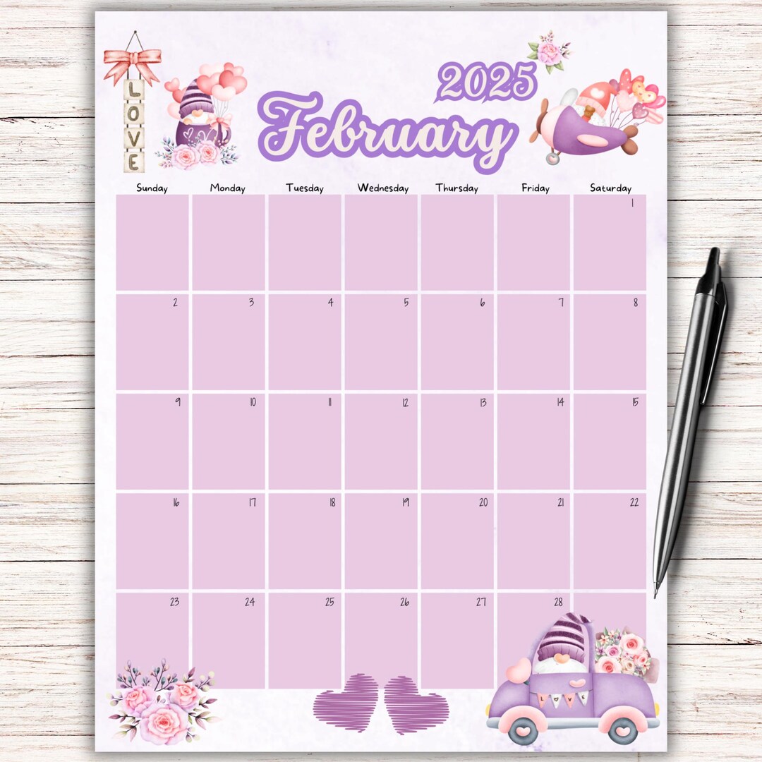 EDITABLE February 2025 Calendar, Printable February 2025 Monthly ...