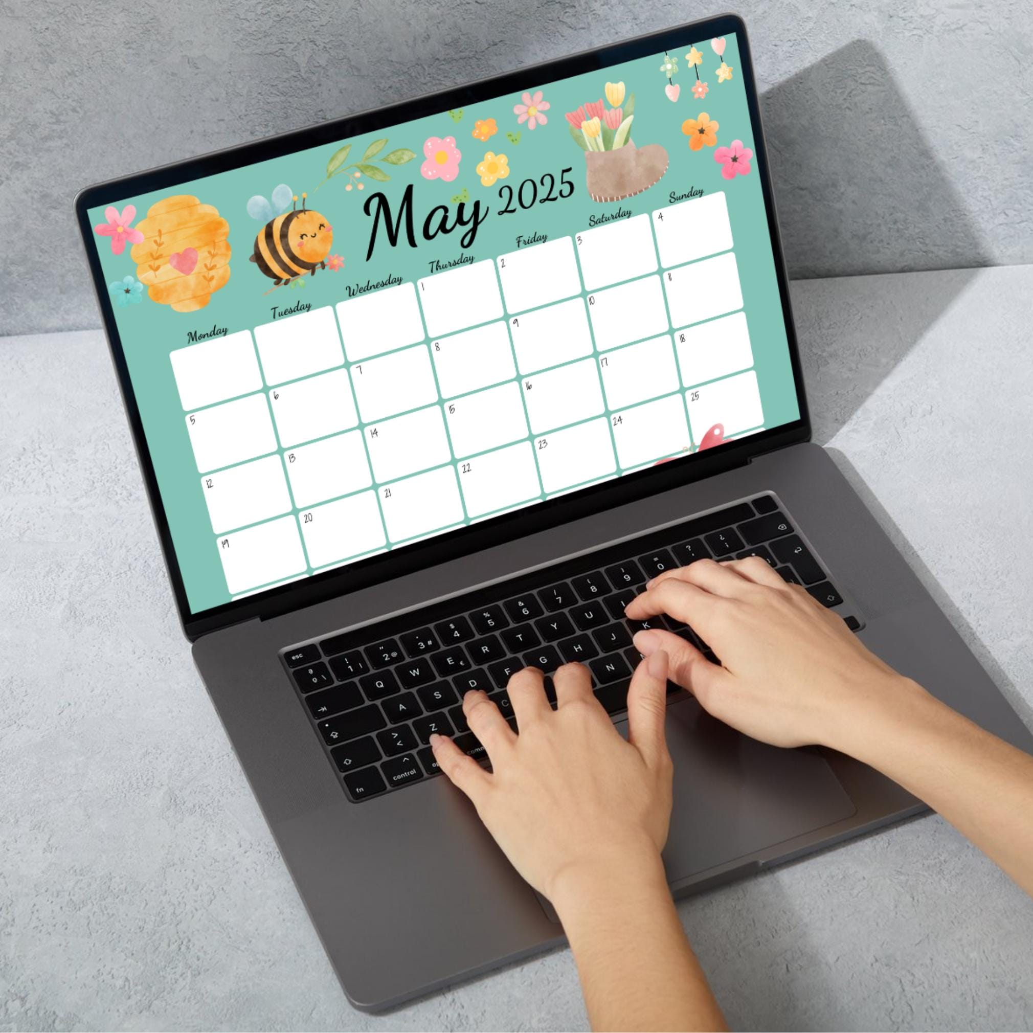 EDITABLE May 2025 Calendar, Beautiful Spring, Colorful Flowers, Cute ...
