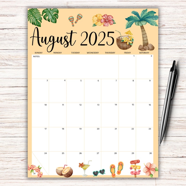 August 2025 Calendar Printable, Fillable August Calendar, Monthly ...