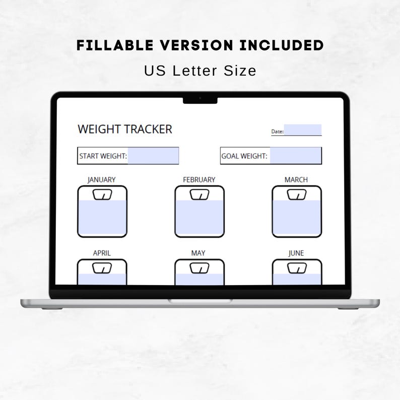 Yearly Weight Tracker Printable, Weight Loss Planner, Monthly Weight ...