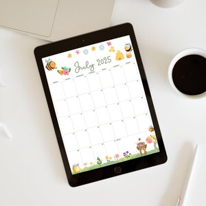 Bee-themed Printable Calendar July 2025, Cute Honey and Floral Monthly ...