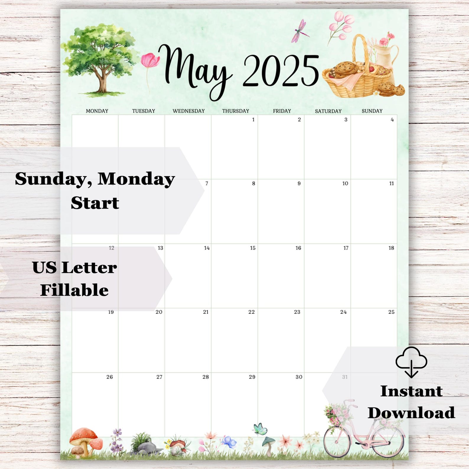 EDITABLE May 2025 Calendar, Printable May 2025 Calendar, Welcome Summer ...