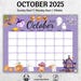 EDITABLE October 2025 Calendar, Happy Halloween, Pretty Ghost, Cute ...