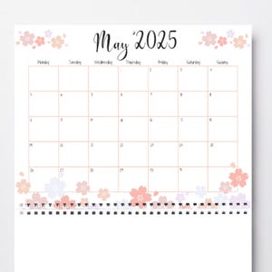 EDITABLE May 2025 Calendar, Colorful Flowers, Beautiful Spring ...