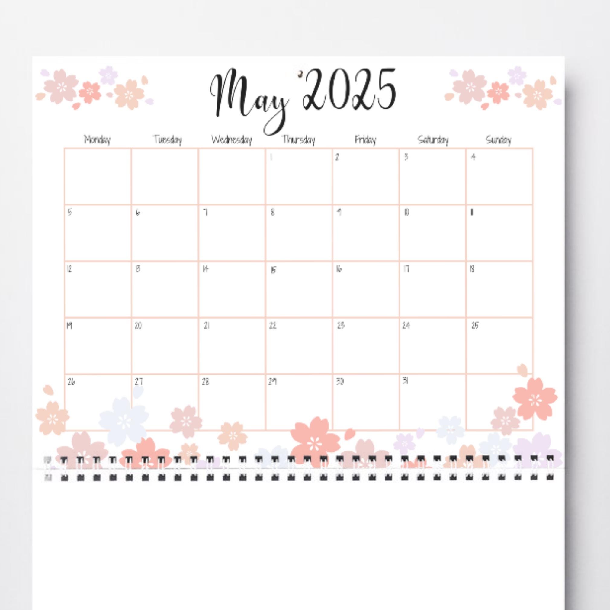 EDITABLE May 2025 Calendar, Colorful Flowers, Beautiful Spring ...