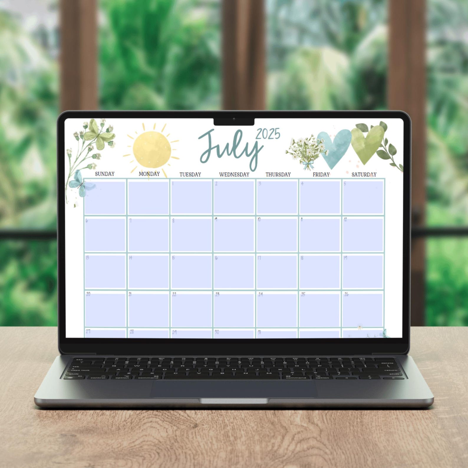 EDITABLE July 2025 Calendar, Beautiful Daisies, Garden Flower ...