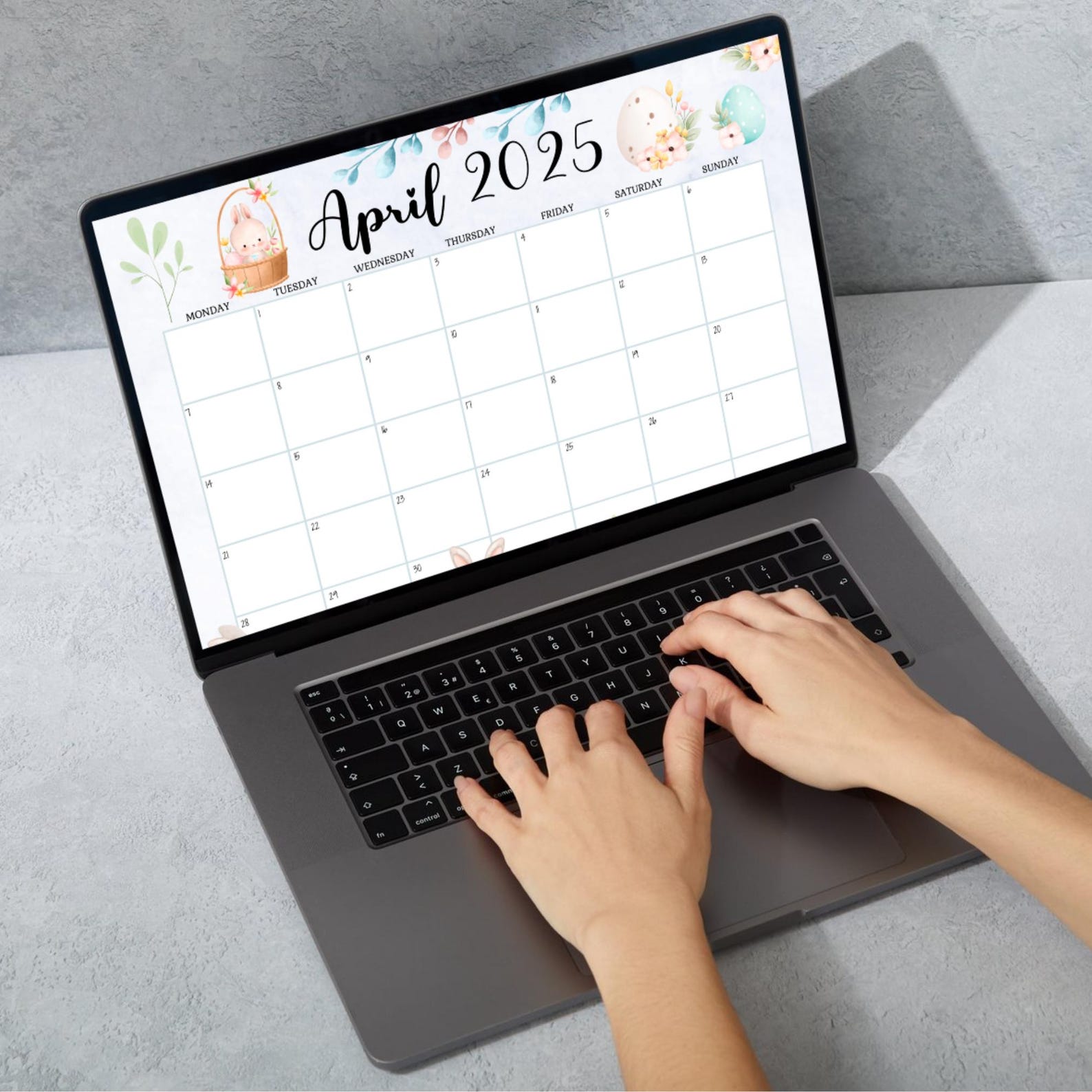 EDITABLE April 2025 Calendar, Happy Easter Day, Cute Bunnies, Printable ...