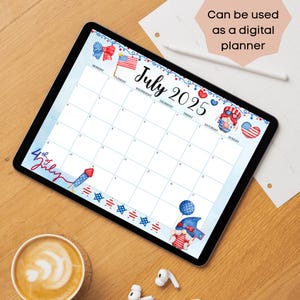 EDITABLE July 2025 Calendar, 4th July Independence Day, Happy 4th July ...