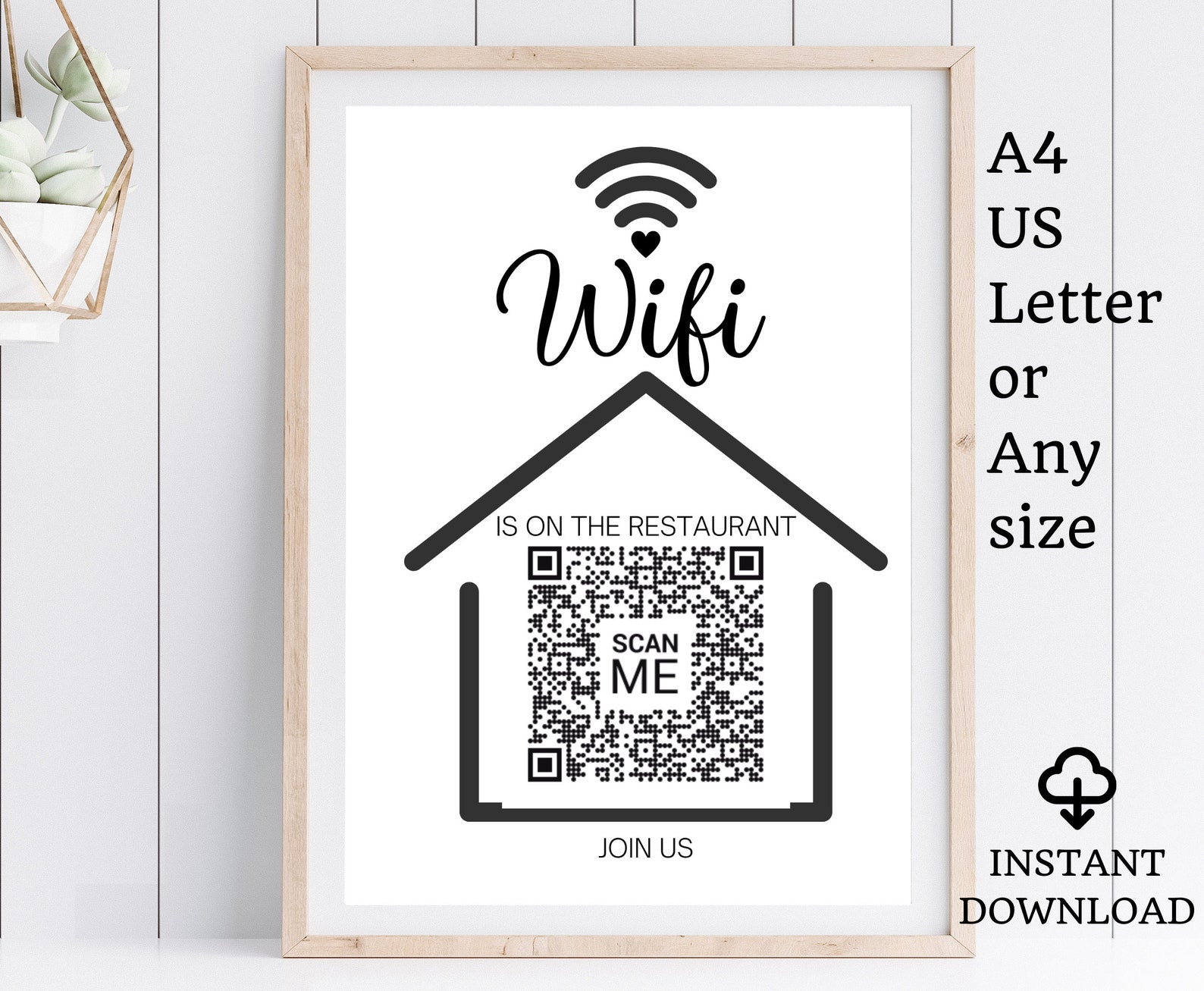 Printable Wifi QR Code Sign, Editable QR Code Sign, Scan to Connect ...
