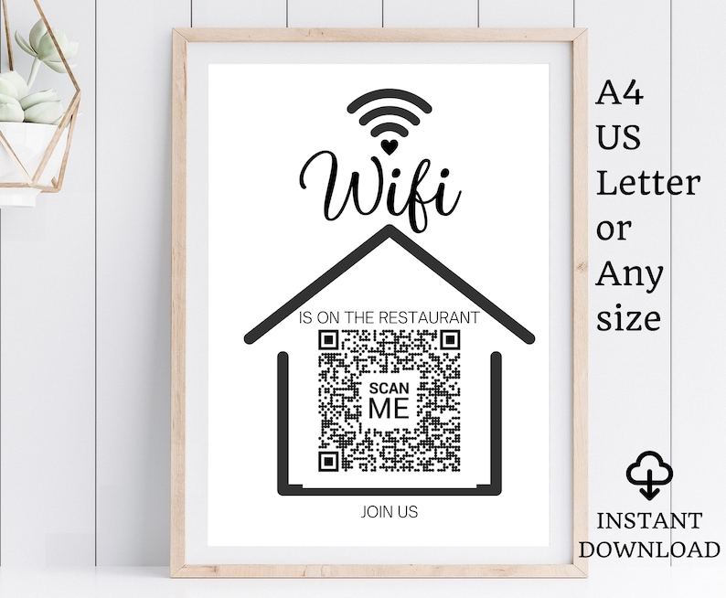Printable Wifi QR Code Sign, Editable QR Code Sign, Scan to Connect ...