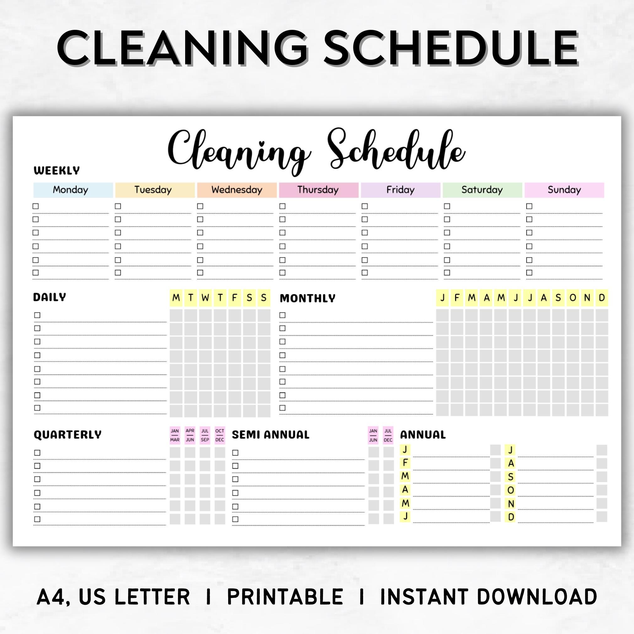 Editable Cleaning Schedule, Chores Checklist (digital Download) - Etsy