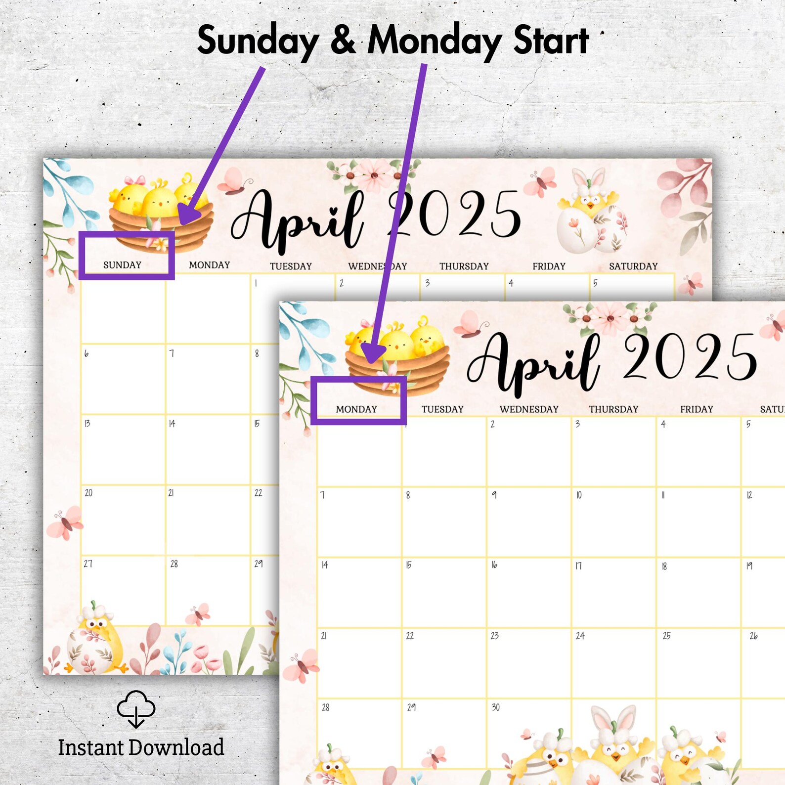 EDITABLE April 2025 Calendar, Printable April 2025 Calendar, Fillable ...