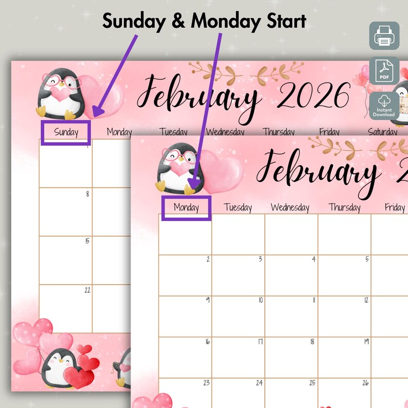 EDITABLE February 2026 Calendar, Valentine's Day, Homeschool, Loving ...