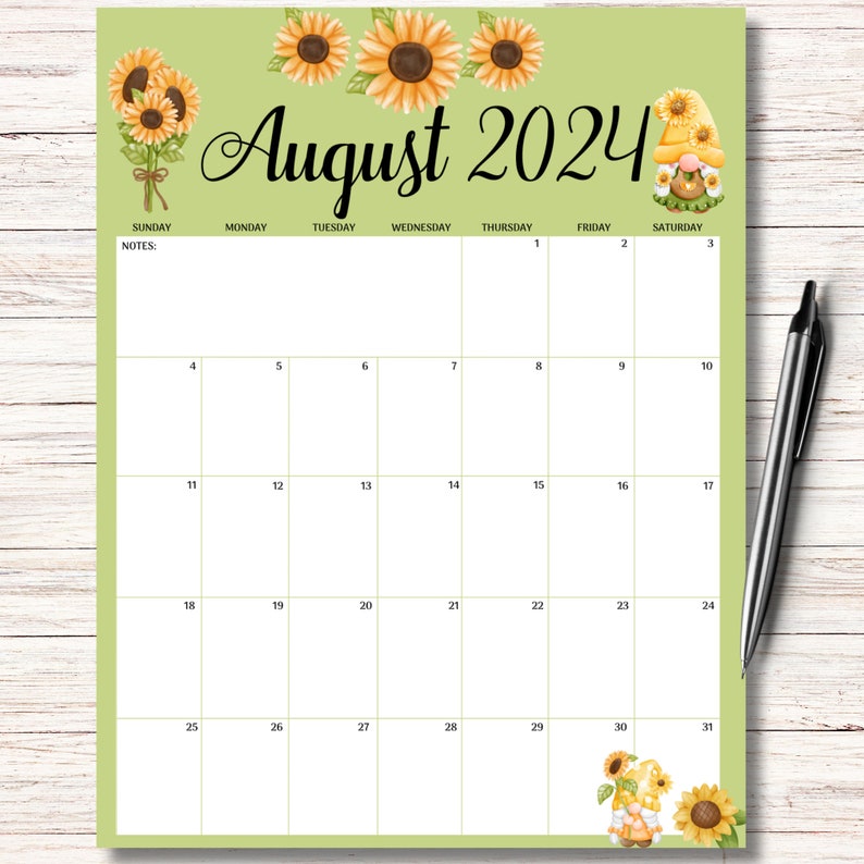EDITABLE August 2024 Calendar, Fillable August Calendar, 2024 August ...