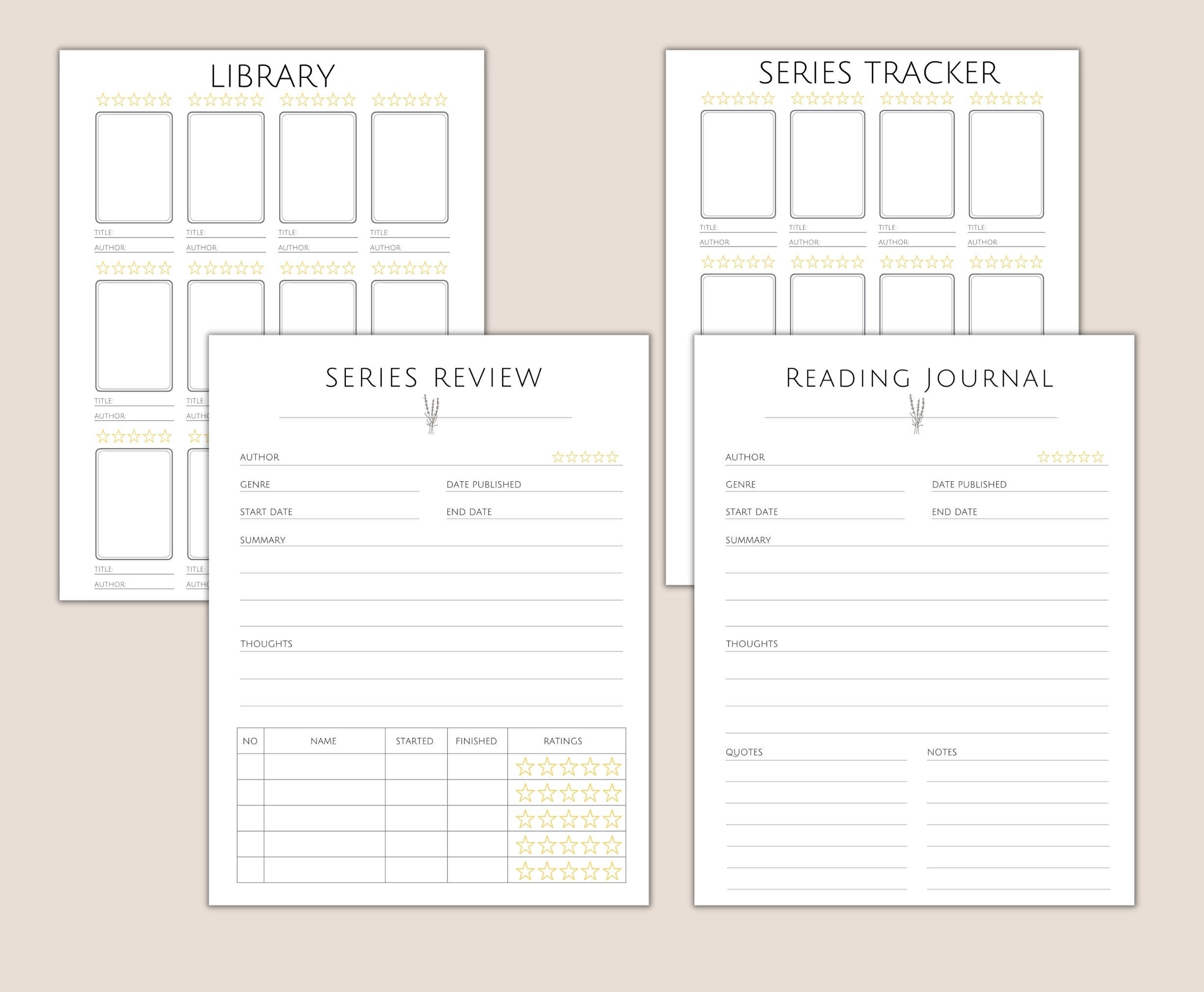 Printable Reading Journal, Bookish Gift, Minimal Reading Planner, Book ...