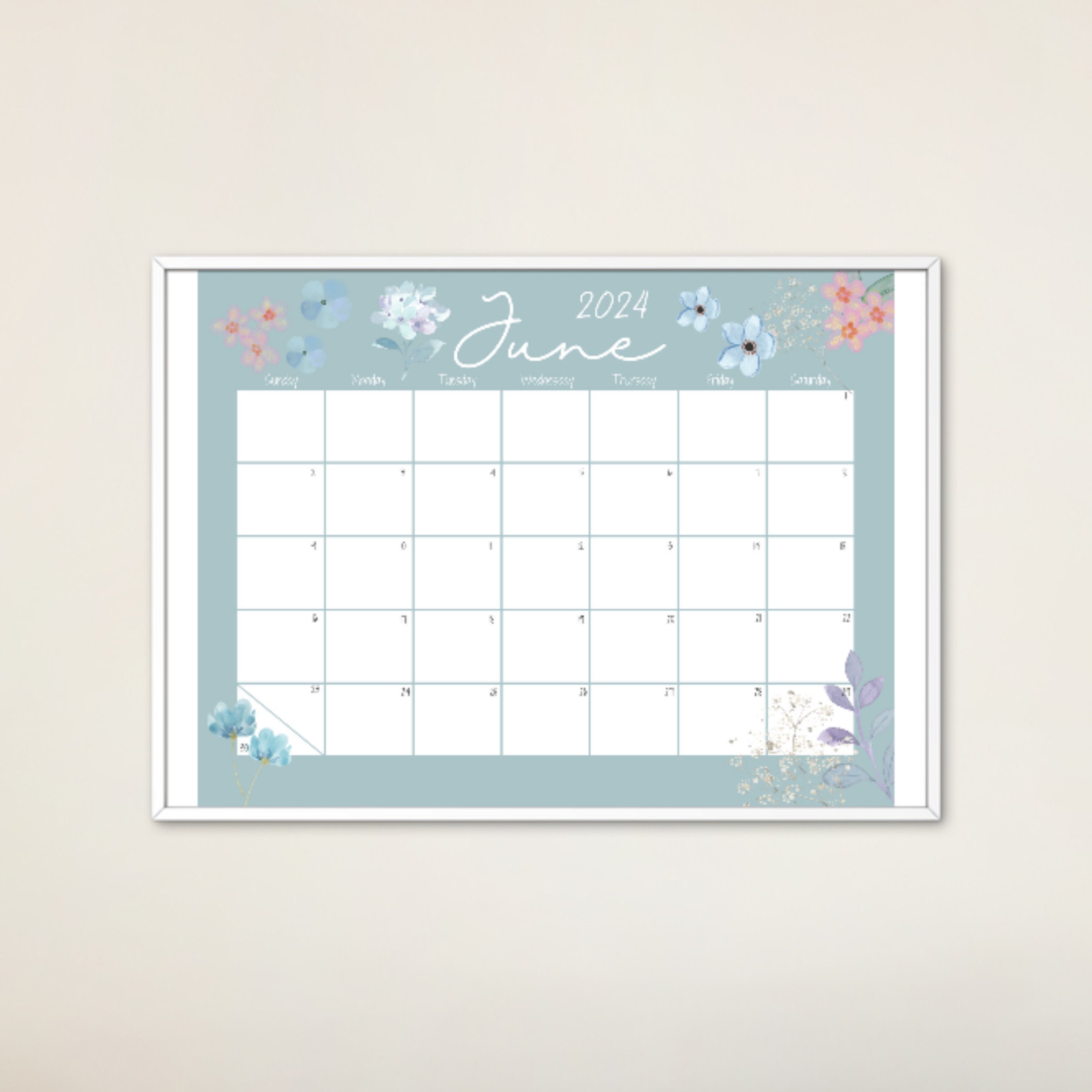 EDITABLE June 2024 Calendar, Beautiful Colorful Flowers, Printable ...