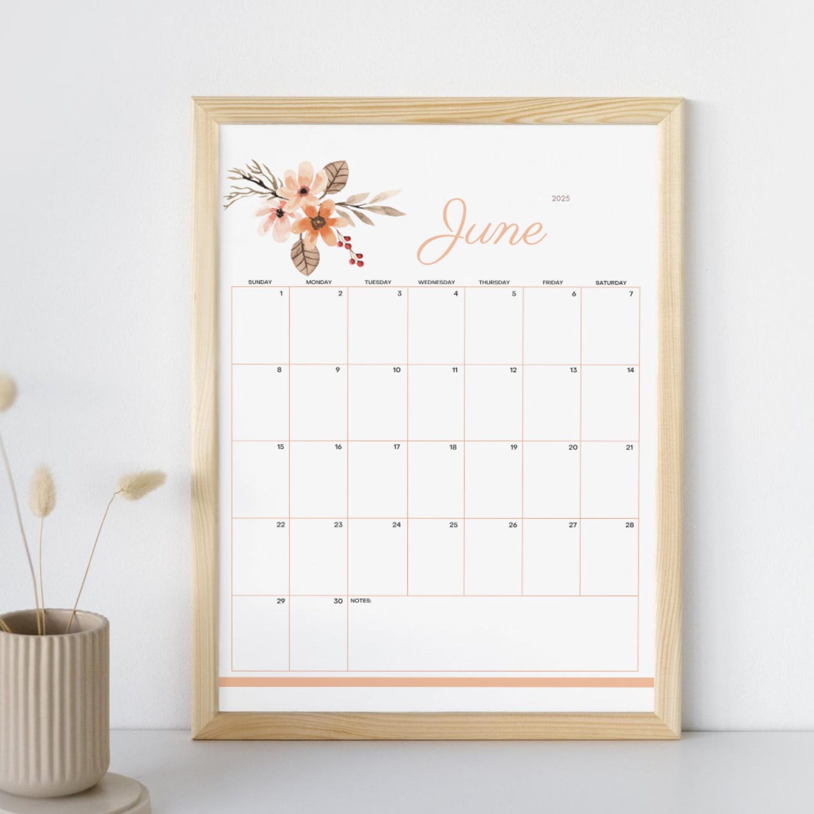Editable 2025 June Calendar, Monthly Planner, 2025 Summer, Watercolor ...