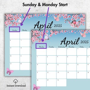 EDITABLE April 2025 Calendar, Beautiful Spring, Cherry Blossom, Cute ...