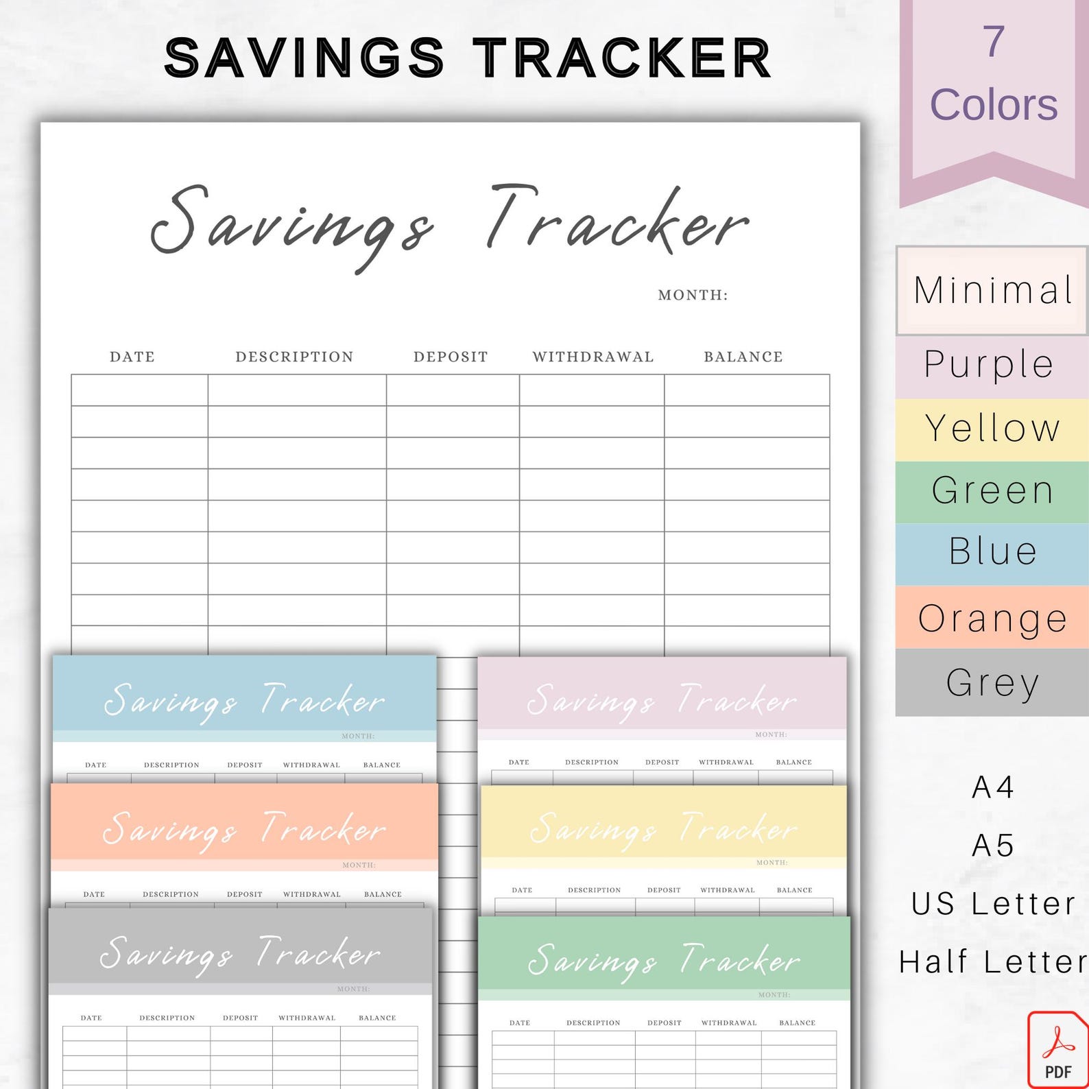 Printable Savings Tracker PDF, Editable Budget Organizer, Digital ...