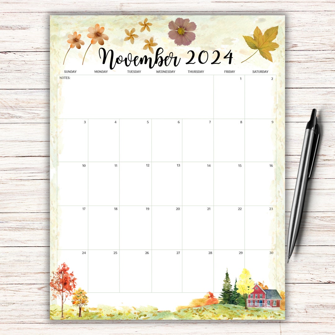 EDITABLE November 2024 Calendar, Monthly Schedule, Homeschool Calendar ...