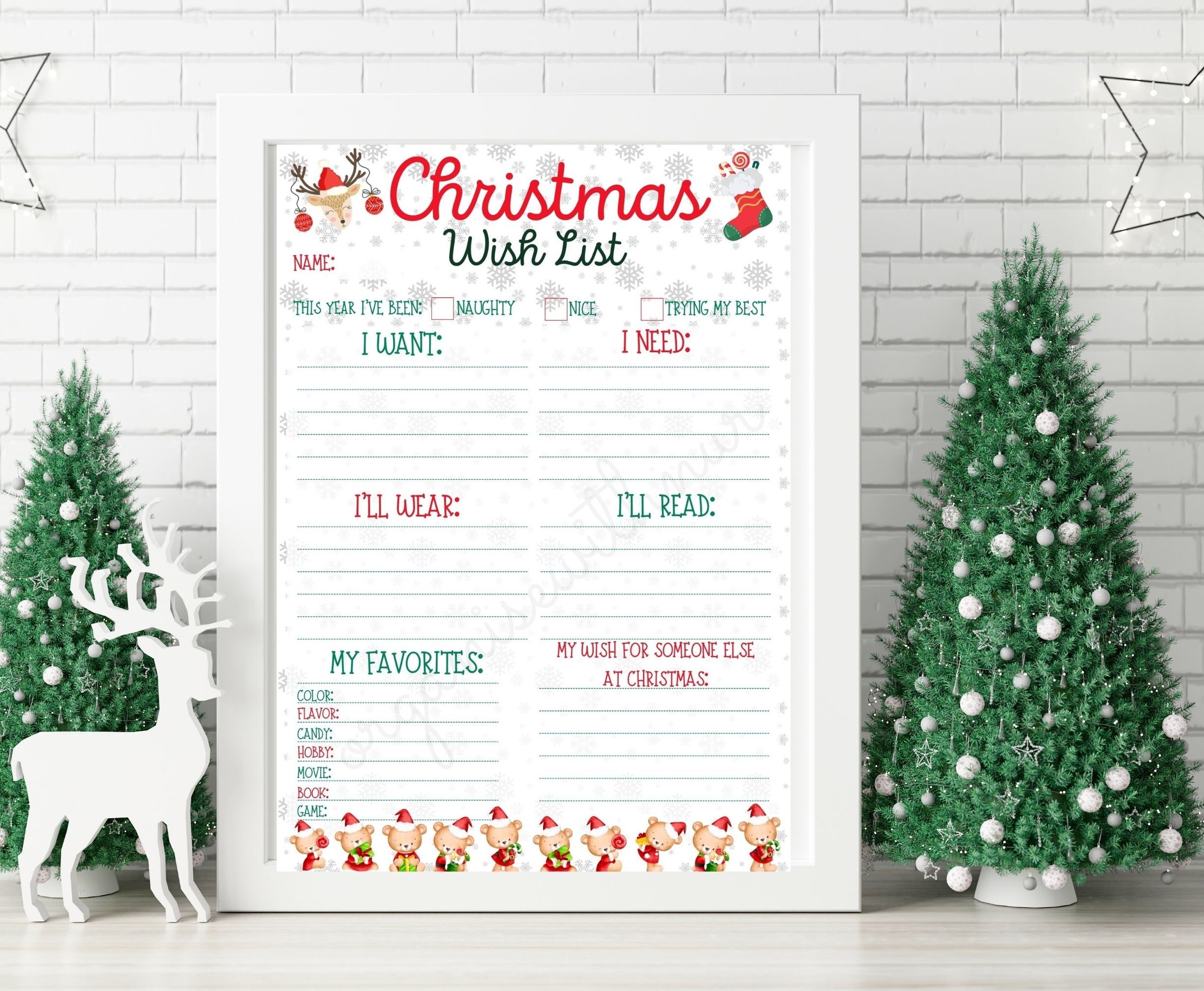 Christmas Wish List for Kids, Printable Holidays Wish List Template ...