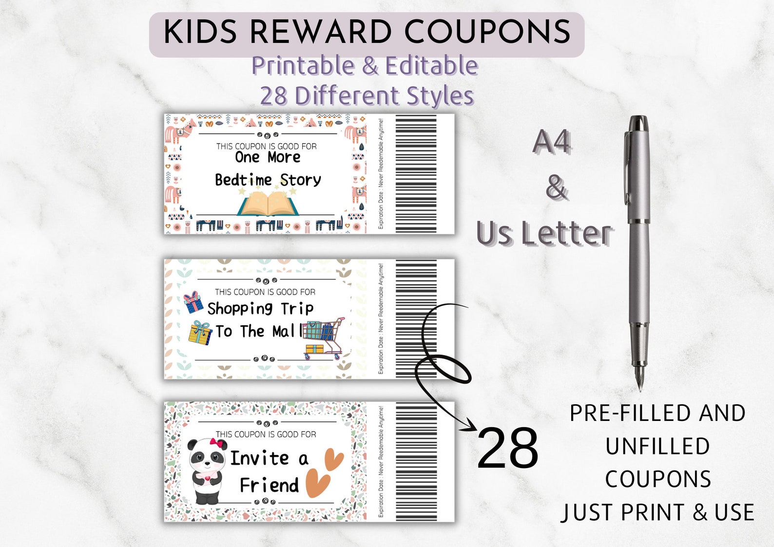 Printable Kids Reward Coupons Editable Reward Coupons - Etsy