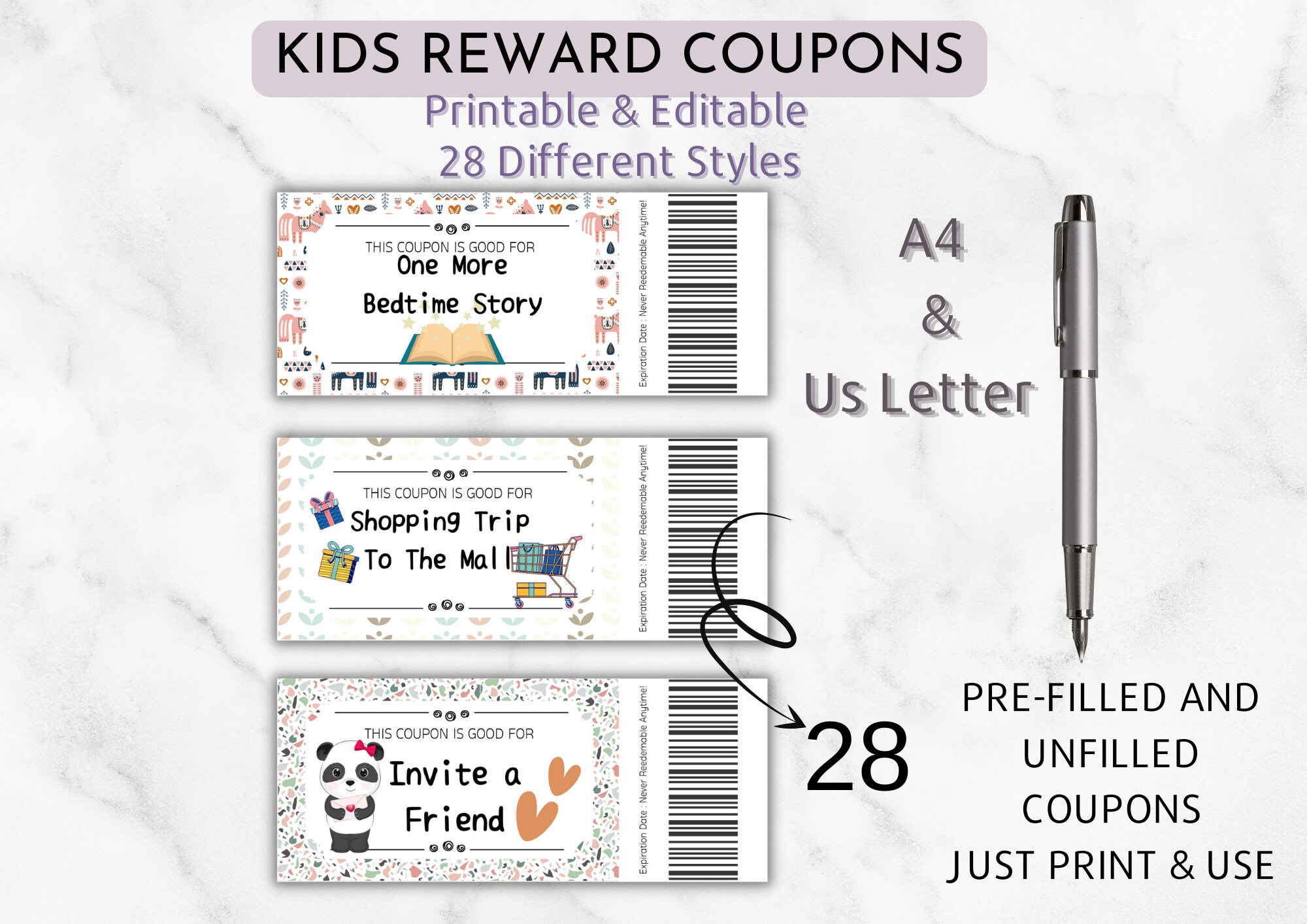 Printable Kids Reward Coupons Editable Reward Coupons - Etsy