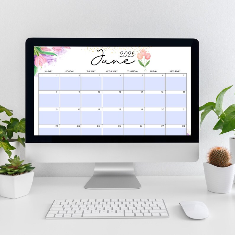 EDITABLE June 2025 Calendar, Printable June Calendar, Pink and Purple ...