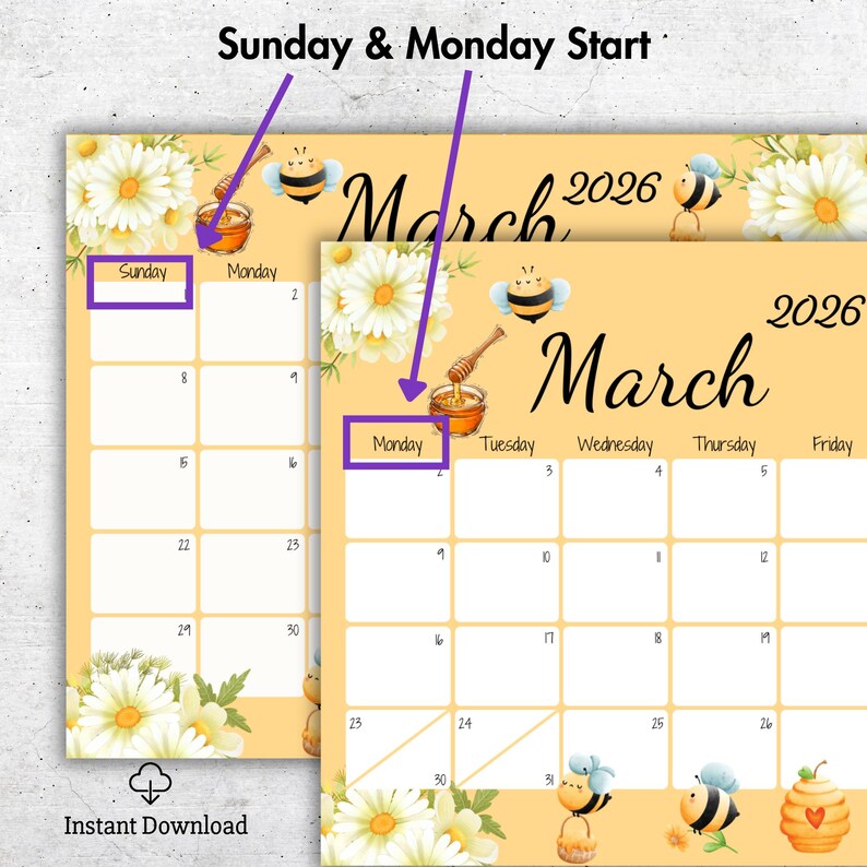 Editable 2026 March Calendar, Printable Monthly Kids School Schedule ...