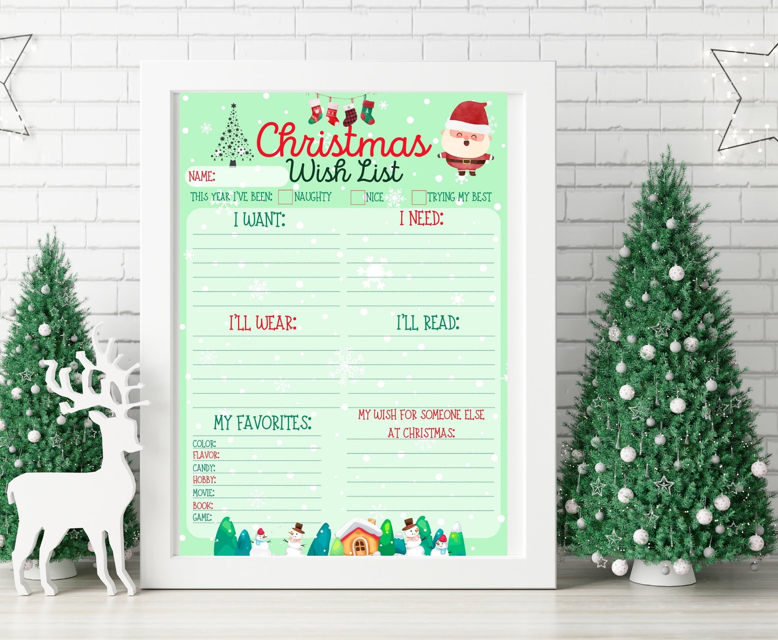 Christmas Wish List for Kids, Printable Holidays Wish List Template ...
