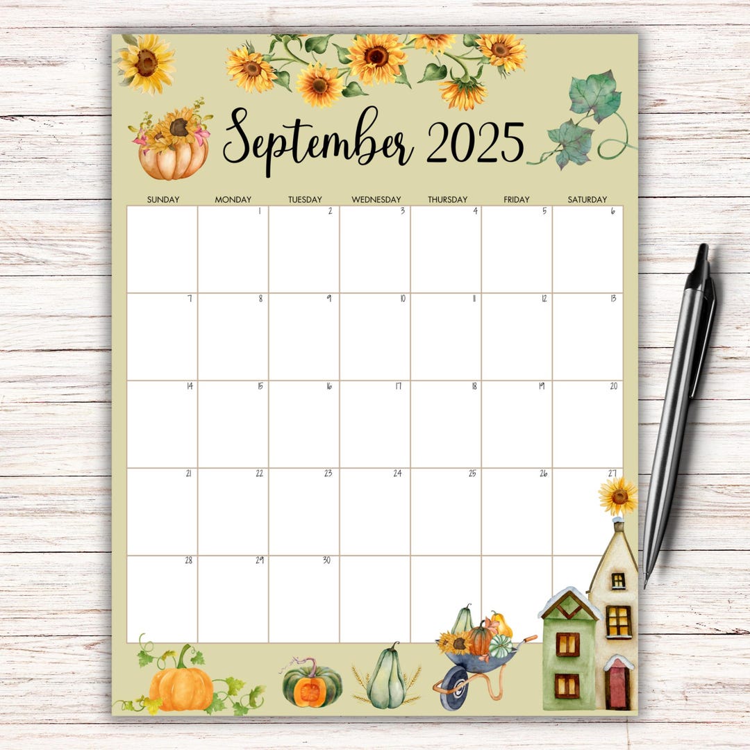EDITABLE September 2025 Calendar With Sunflower Theme, Academic Planner ...