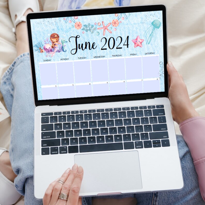 EDITABLE June 2024 Calendar, Wonderful Summer With Cute Sea Creatures ...