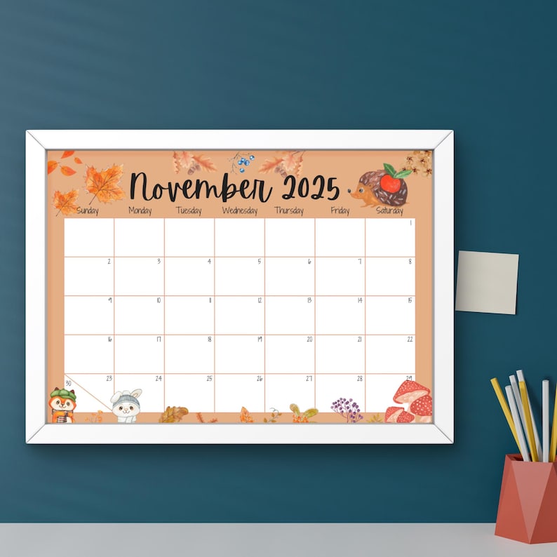 EDITABLE November 2025 Calendar, Beautiful Fall, Printable November ...