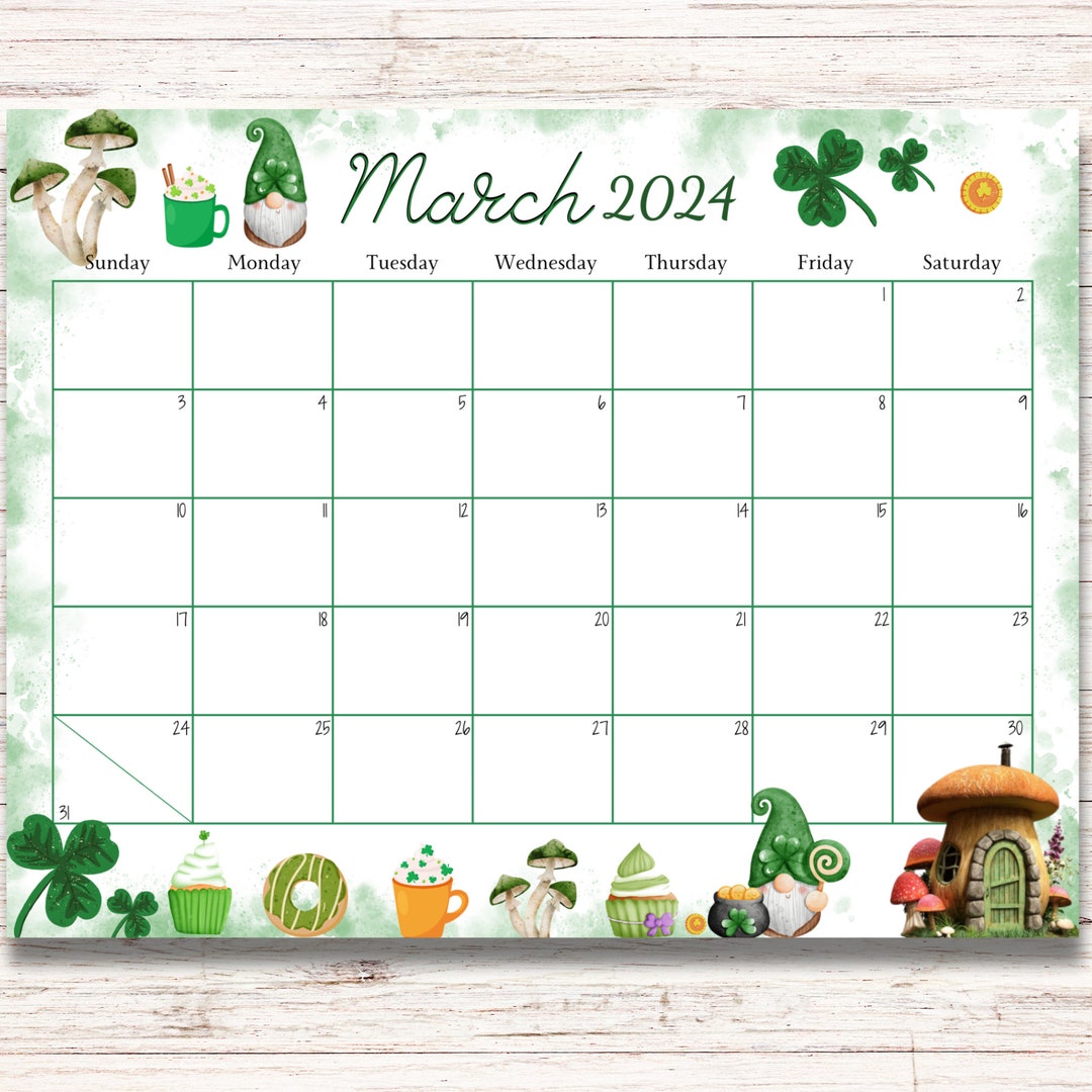 EDITABLE March 2024 Calendar, Printable Fillable Calendar Planner ...