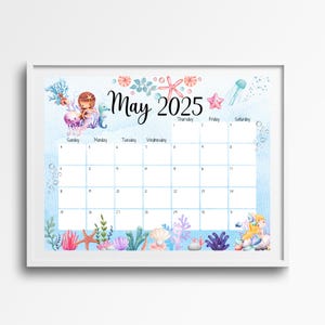 EDITABLE May 2025 Calendar, Ocean Theme, Printable PDF, Sunday & Monday ...