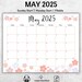 EDITABLE May 2025 Calendar, Colorful Flowers, Beautiful Spring ...