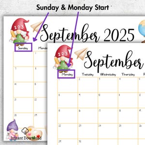 EDITABLE September 2025 Calendar, School Time, Back to School ...