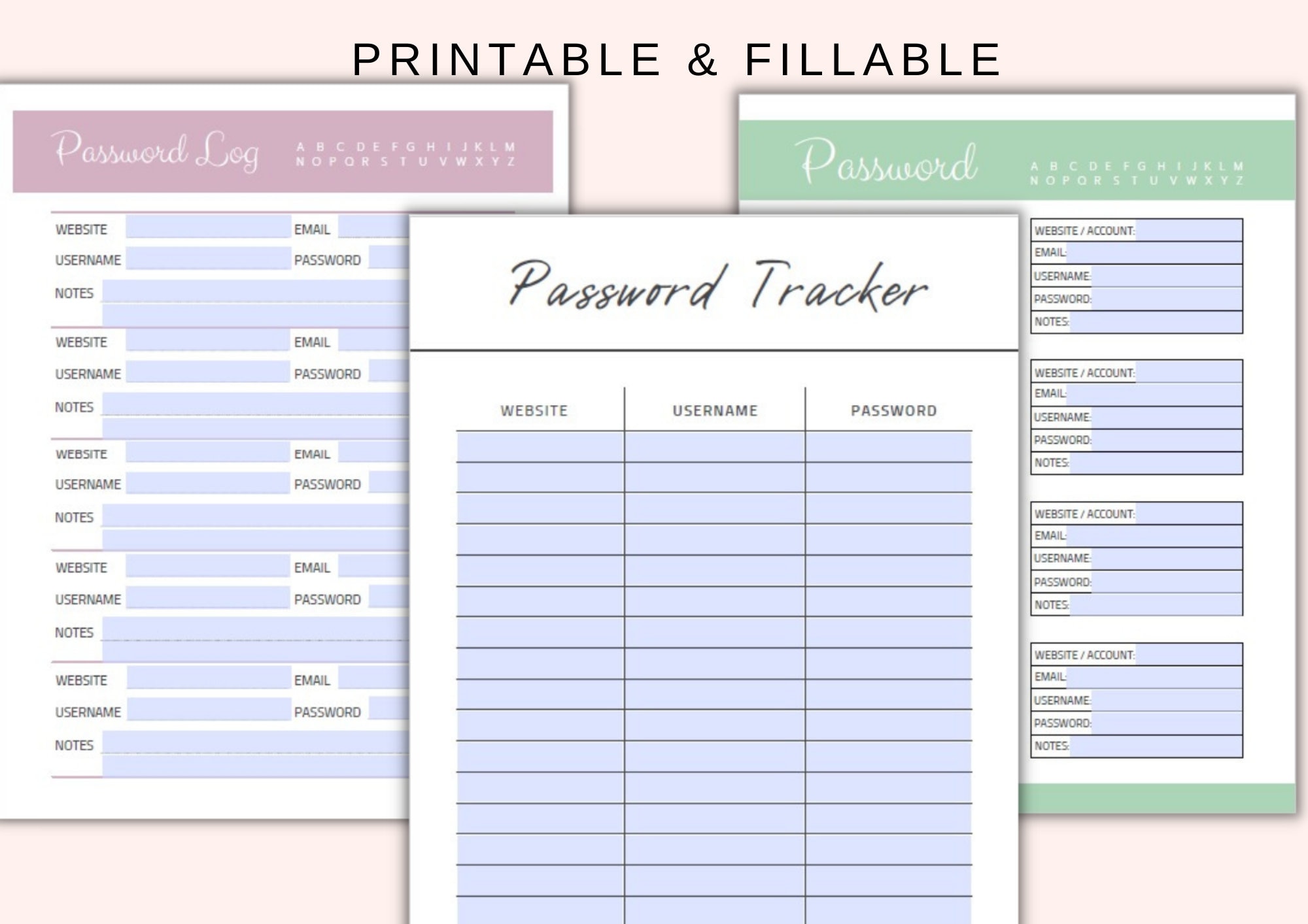 Printable Password Organizer Password Log Password Tracker - Etsy