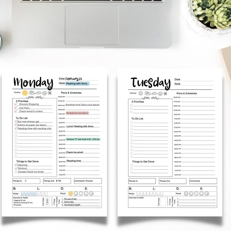 Editable 7 Day Planner Printable, Weekly Planner, Work Planner, Daily ...