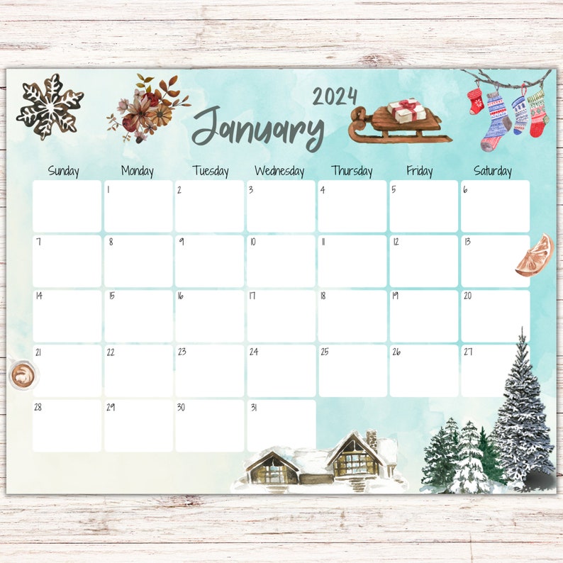 EDITABLE January 2024 Calendar, Printable January Planner, Fillable ...