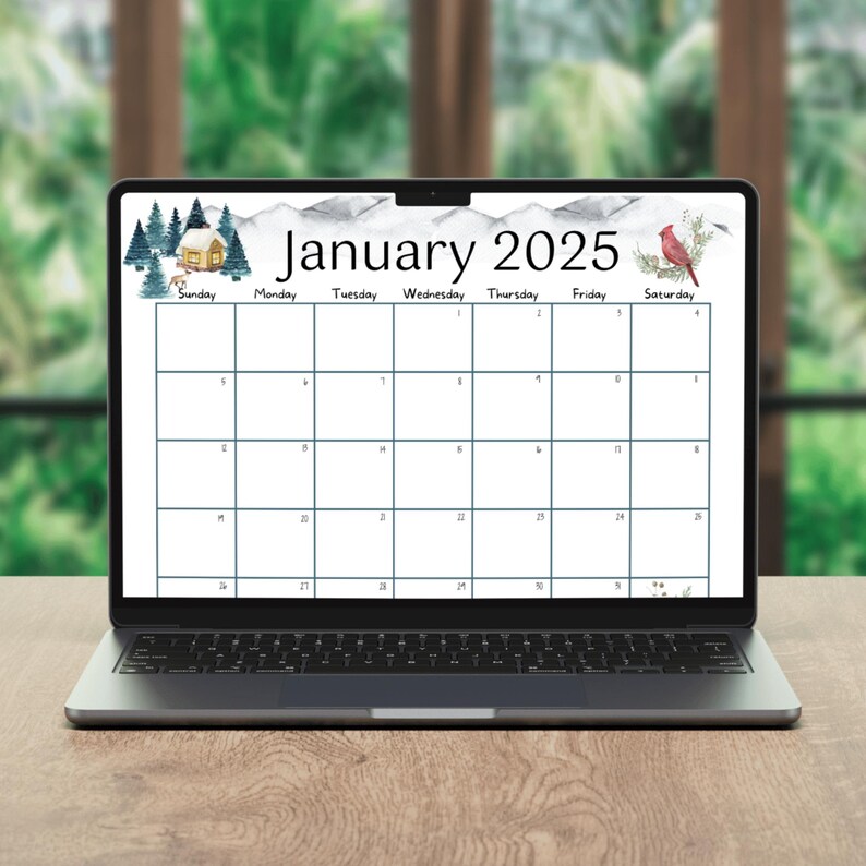 EDITABLE January 2025 Calendar, Printable January Calendar, Snowy ...