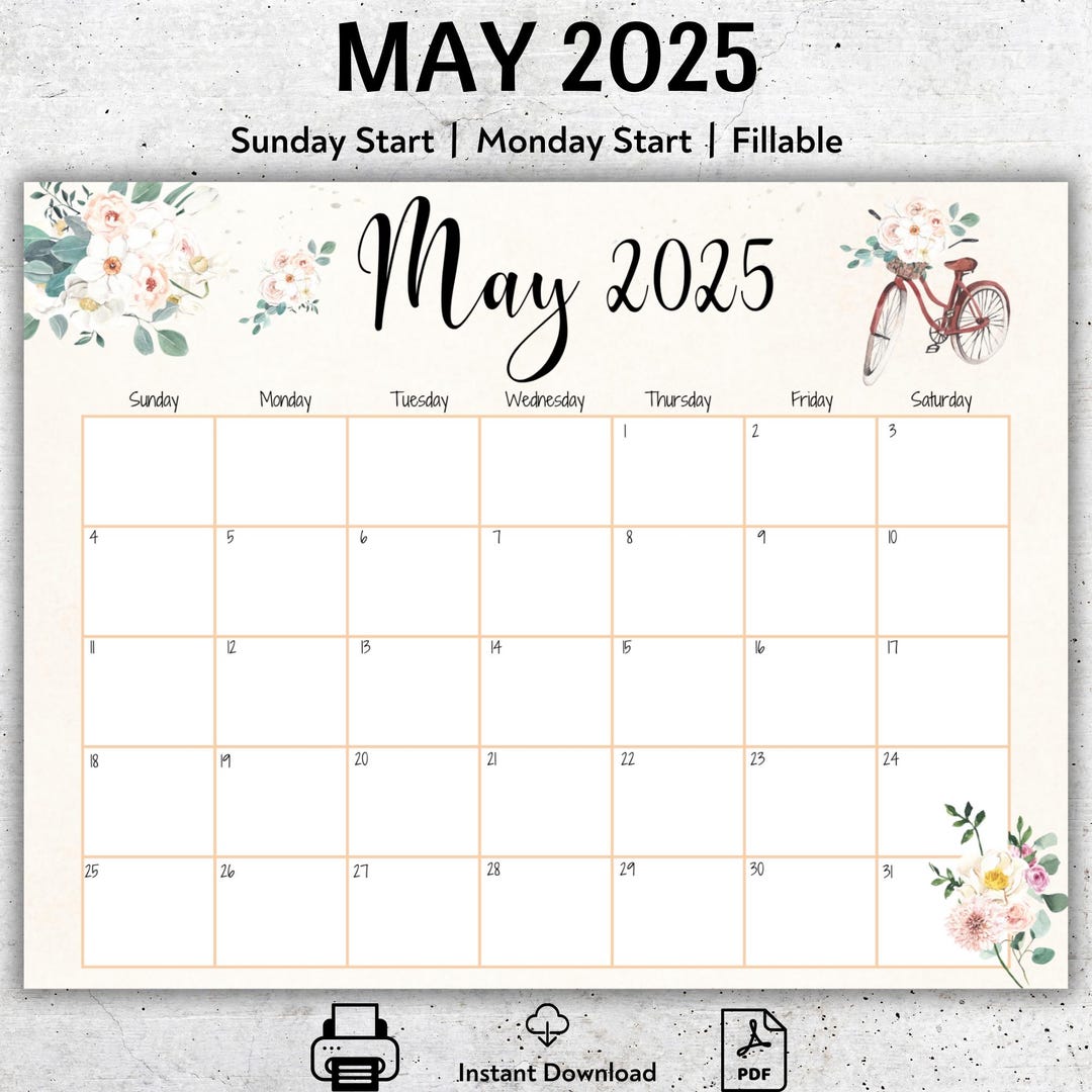 Editable 2025 May Planner, Printable May Calendar, Homeschool Monthly ...