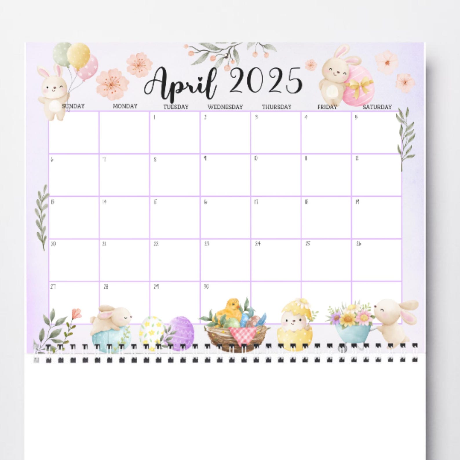 EDITABLE April 2025 Calendar, Printable April Calendar, Happy Easter ...