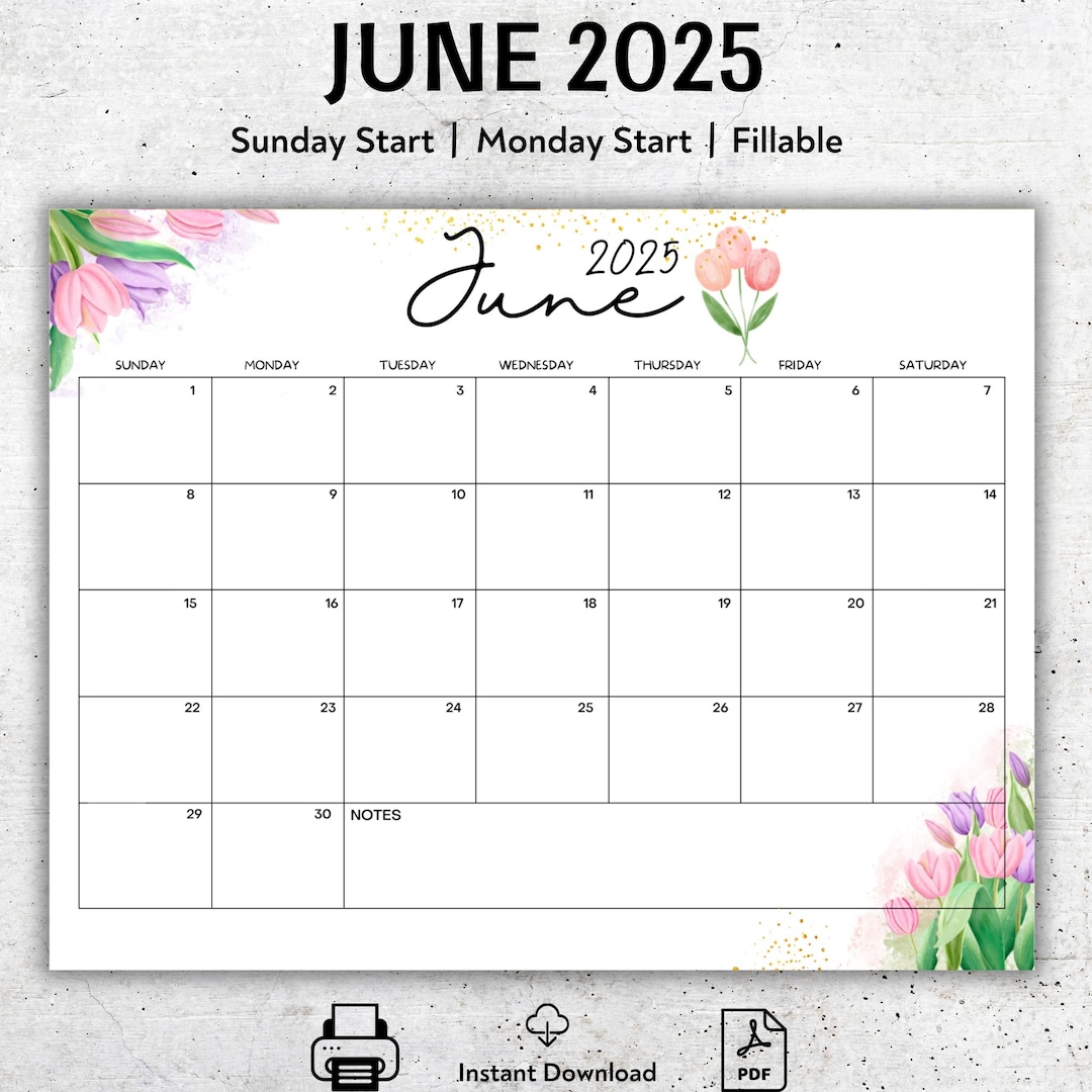 EDITABLE June 2025 Calendar, Printable June Calendar, Pink and Purple ...