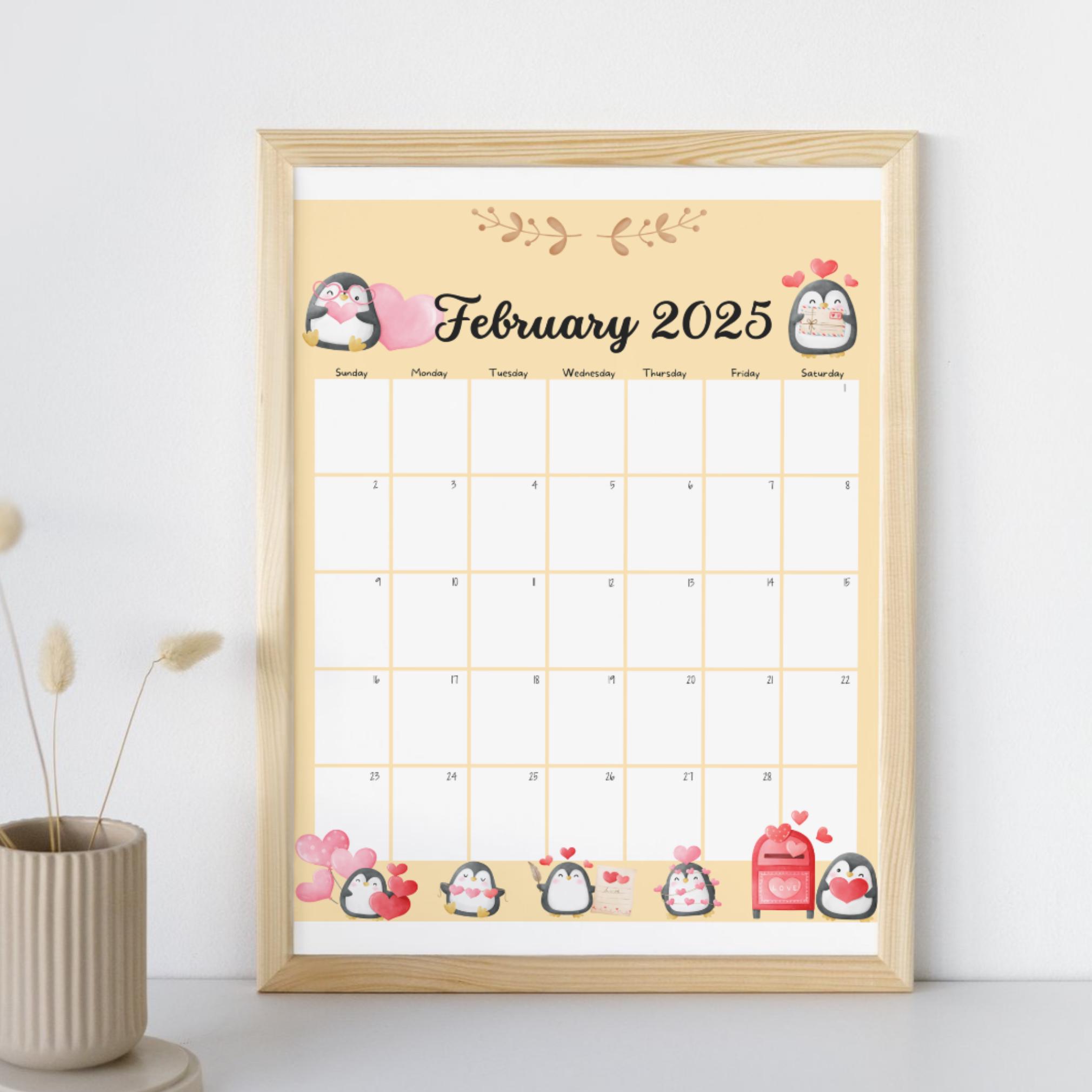 EDITABLE February 2025 Calendar, Printable February 2025 Monthly ...