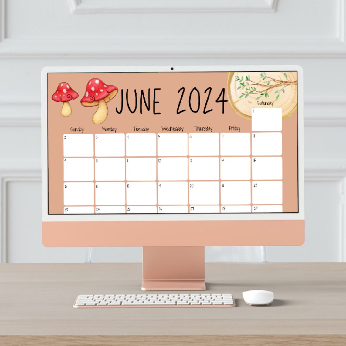 EDITABLE June 2024 Calendar, Cute Hedgehog, Snail and Squirrel ...